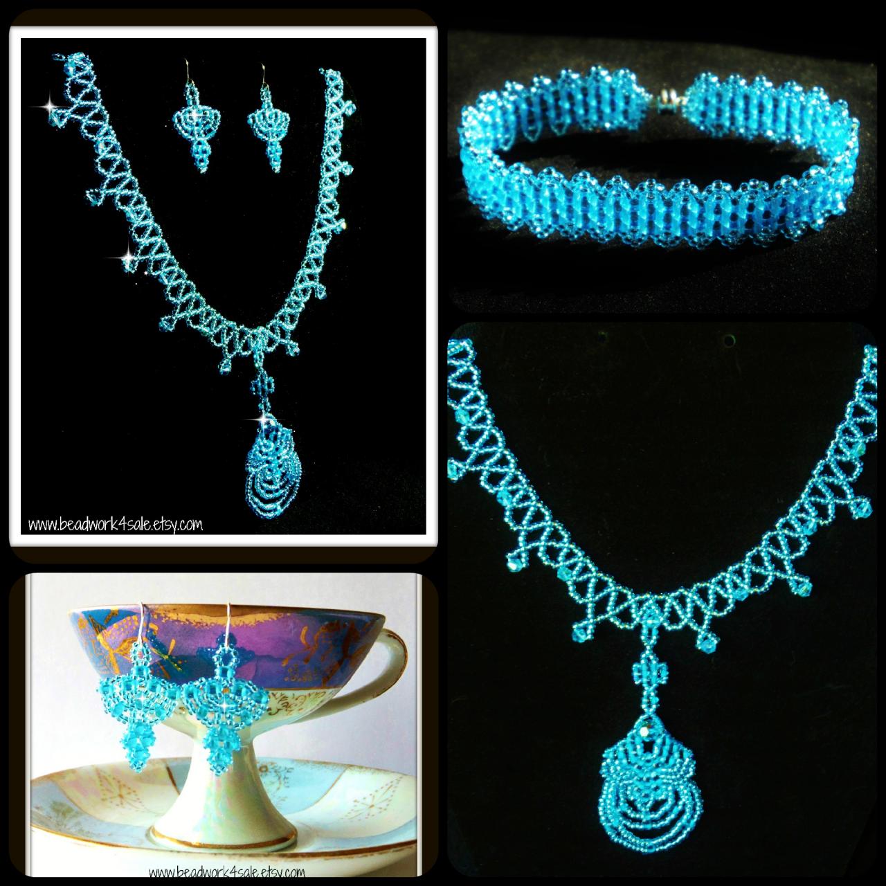 Handmade Beaded Jewelry (ooak) Necklace, Bracelet, Earring 3 Pc. Set on ...